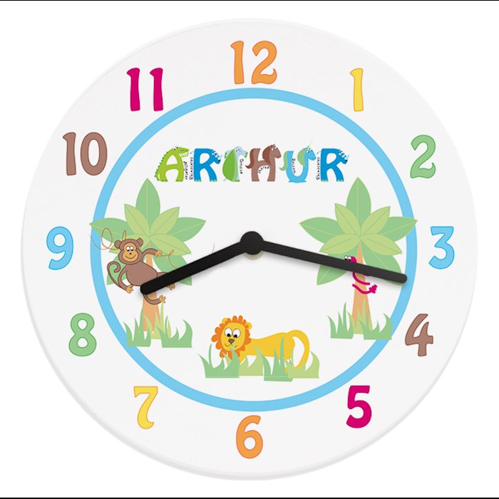 Personalised Blue Animal Alphabet Clock | SpecialMoment.co.uk