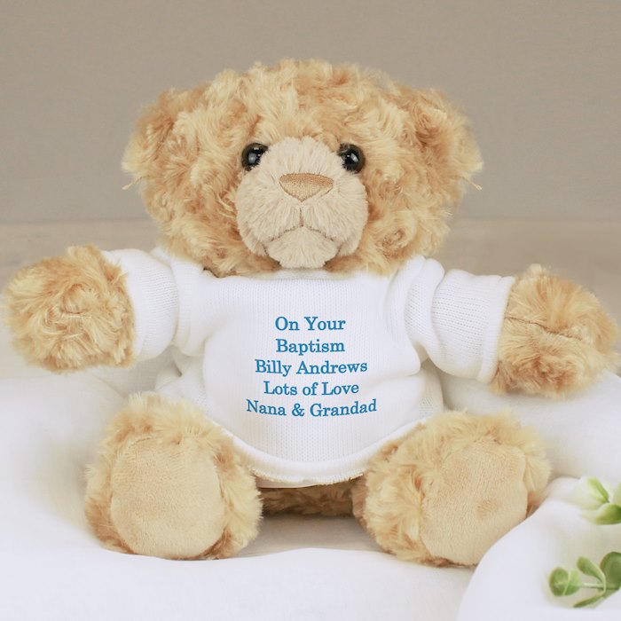 Personalised Message Teddy Bear - Blue Message | SpecialMoment.co.uk