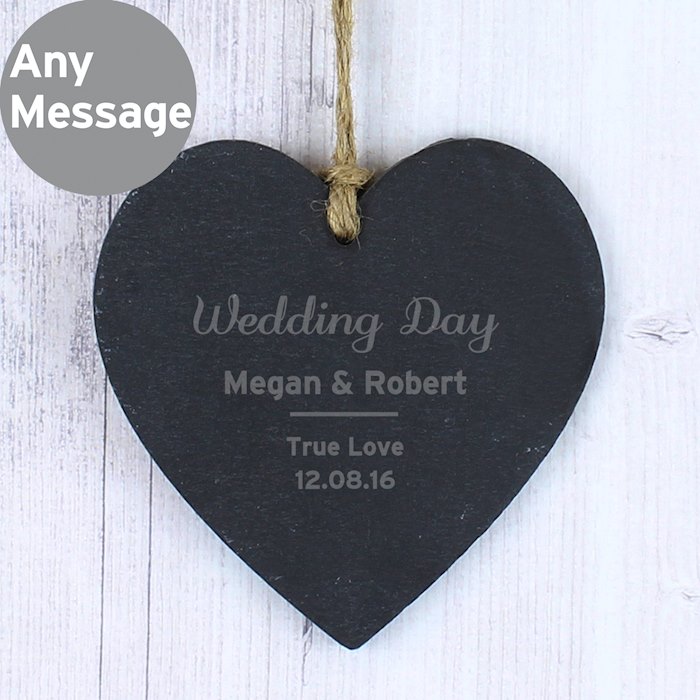 Personalised Classic Small Slate Heart Decoration | SpecialMoment.co.uk