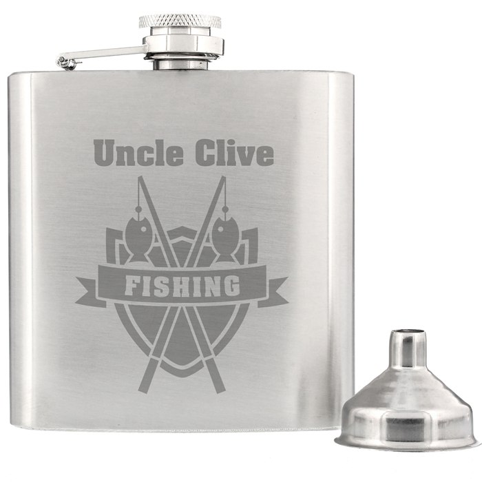 Personalised Fishing Crest Hip Flask | SpecialMoment.co.uk