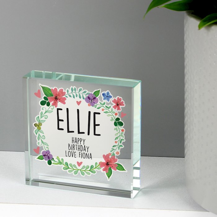Personalised Floral Crystal Token | SpecialMoment.co.uk