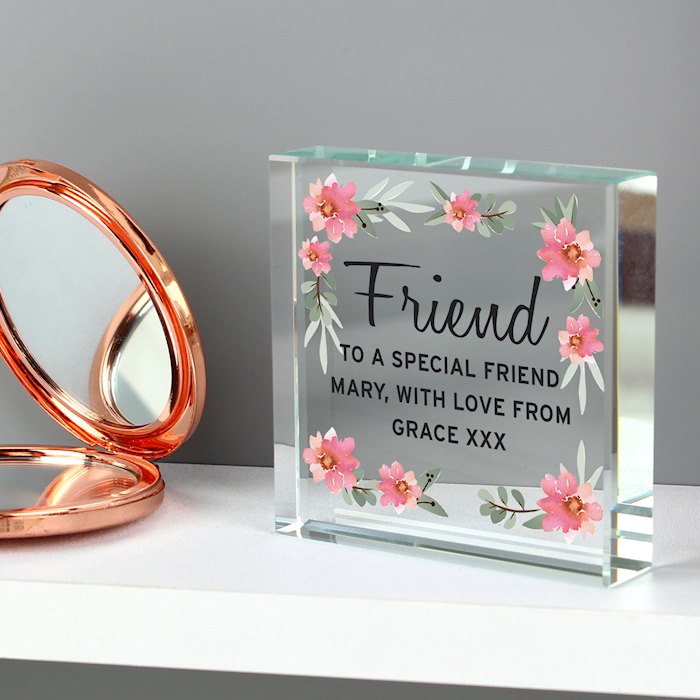 Personalised Floral Sentimental Crystal Token | SpecialMoment.co.uk