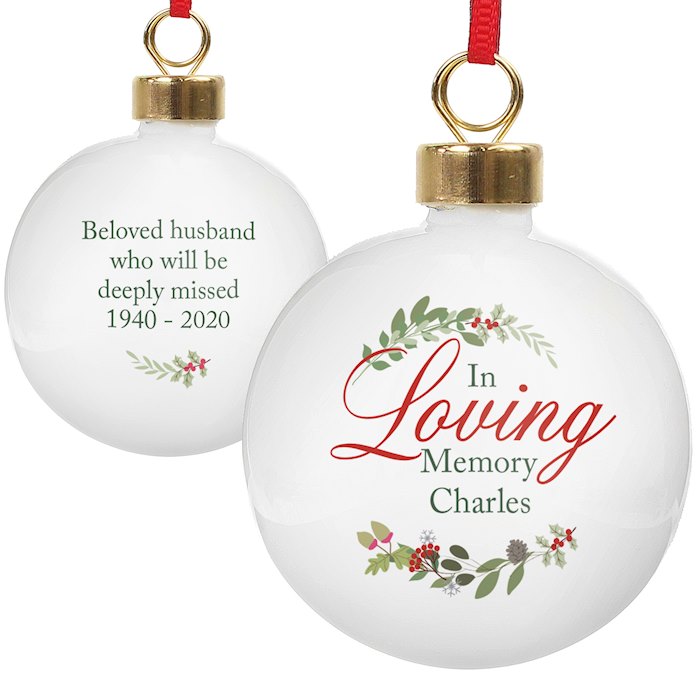 Personalised In Loving Memory Wreath Bauble | SpecialMoment.co.uk