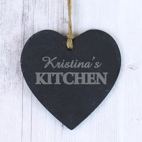 Personalised Kitchen Slate Heart Decoration | SpecialMoment.co.uk