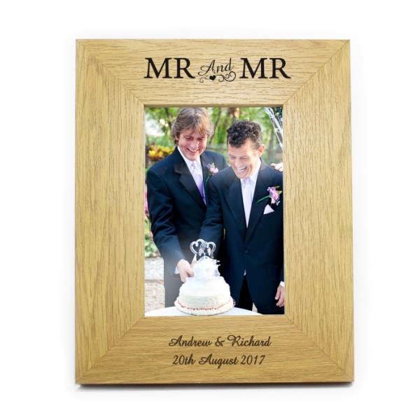 Personalised Oak Finish 4x6 Mr & Mr Photo Frame | SpecialMoment.co.uk