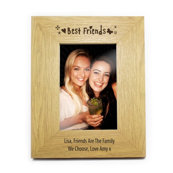 Personalised Oak Finish 4x6 Best Friends Photo Frame | SpecialMoment.co.uk