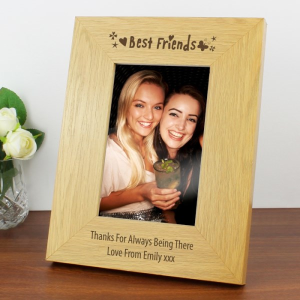 Personalised Oak Finish 4x6 Best Friends Photo Frame | SpecialMoment.co.uk