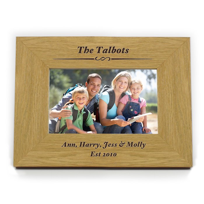 Personalised Oak Finish 6x4 Formal Landscape Photo Frame ...