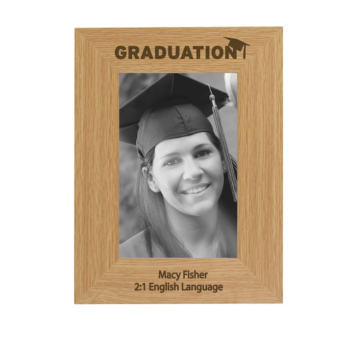 Personalised Oak Finish 4x6 Graduation Photo Frame | SpecialMoment.co.uk
