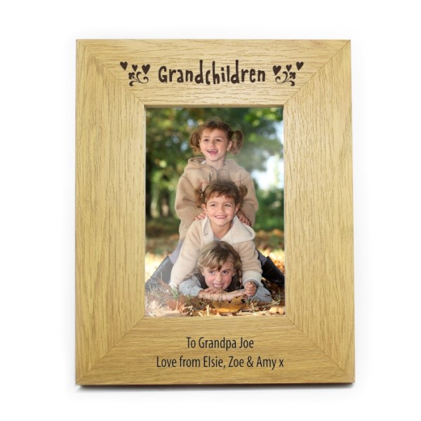 Personalised Oak Finish 4x6 Grandchildren Photo Frame | SpecialMoment.co.uk