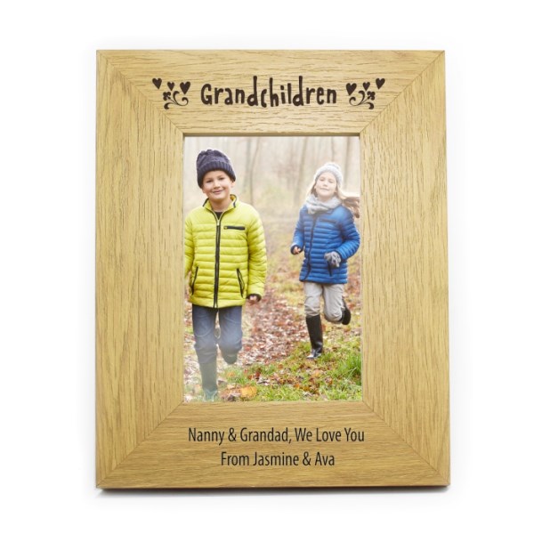 Personalised Oak Finish 4x6 Grandchildren Photo Frame | SpecialMoment.co.uk