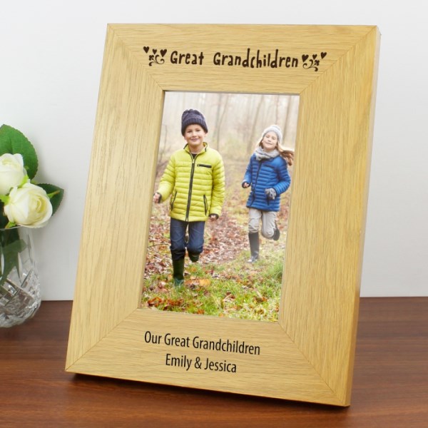 Personalised Oak Finish 4x6 Great Grandchildren Photo Frame ...