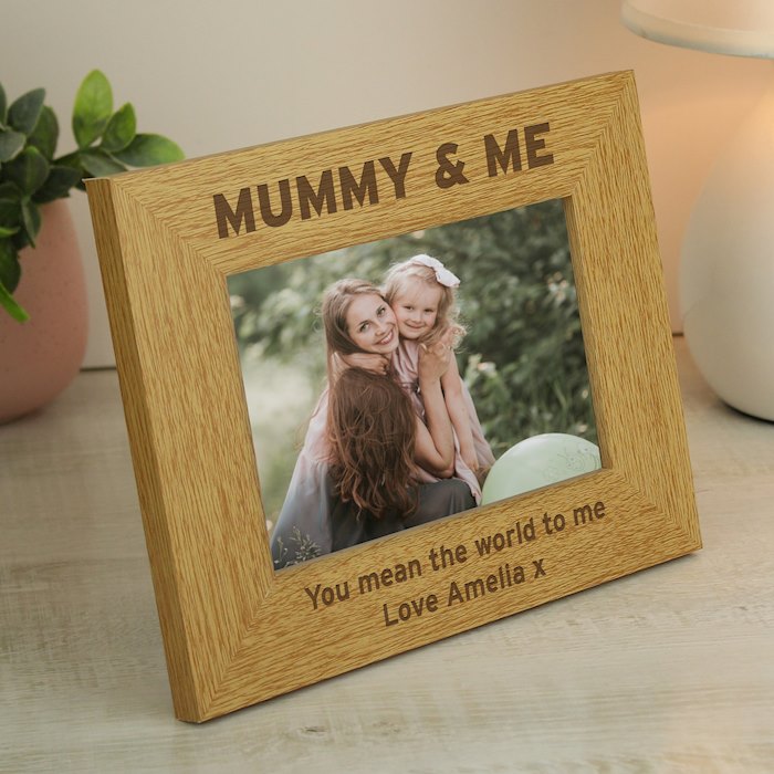 Personalised Oak Finish 6x4 Mummy & Me Photo Frame | SpecialMoment.co.uk