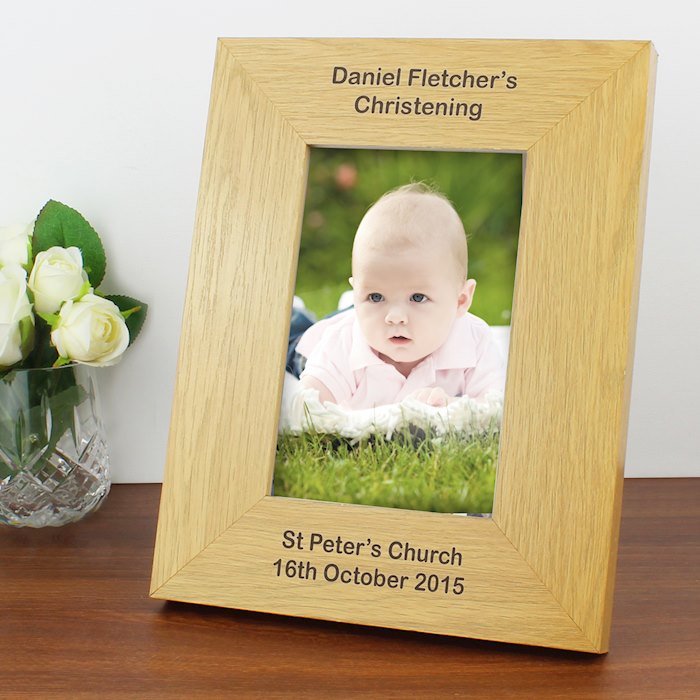Personalised Oak Finish 4x6 Portrait Photo Frame - Long Message ...