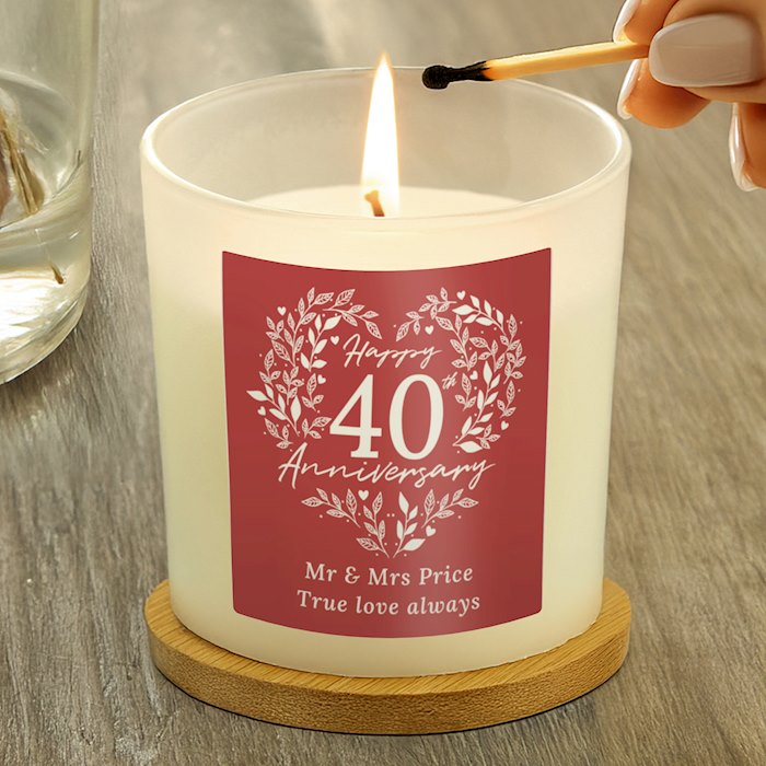 Personalised 40th Ruby Wedding Anniversary Candle Jar | SpecialMoment.co.uk