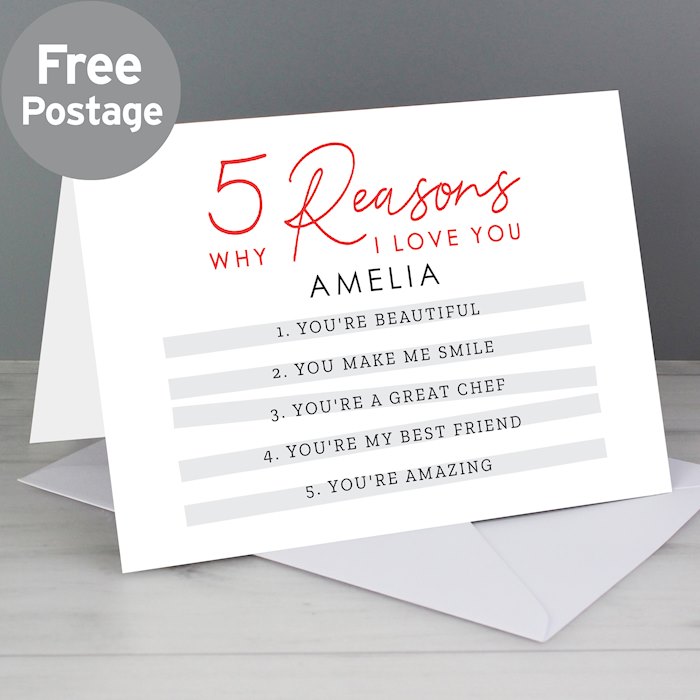 Personalised 5 Reasons Why Card | SpecialMoment.co.uk