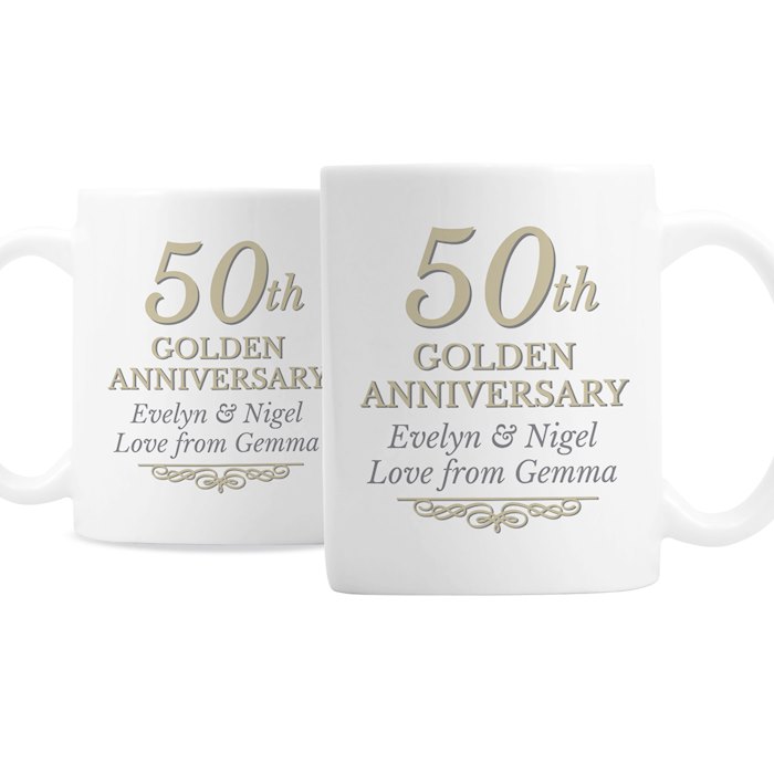 Personalised 50th Golden Anniversary Mug Set | SpecialMoment.co.uk