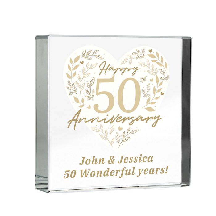 Personalised 50th Golden Wedding Anniversary Crystal Token ...