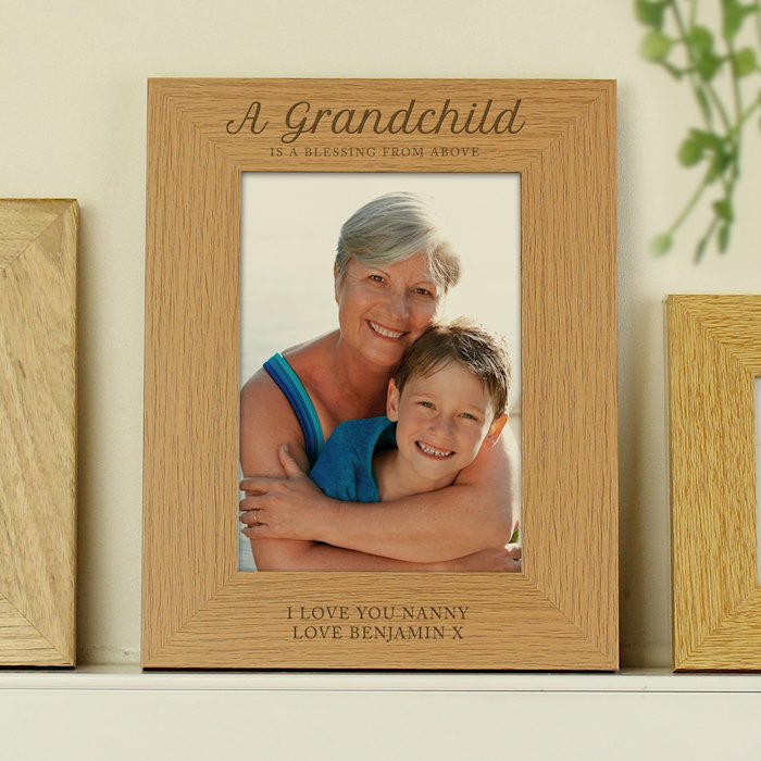 Personalised 'A Grandchild is a Blessing' 5x7 Oak Finish Photo Frame ...