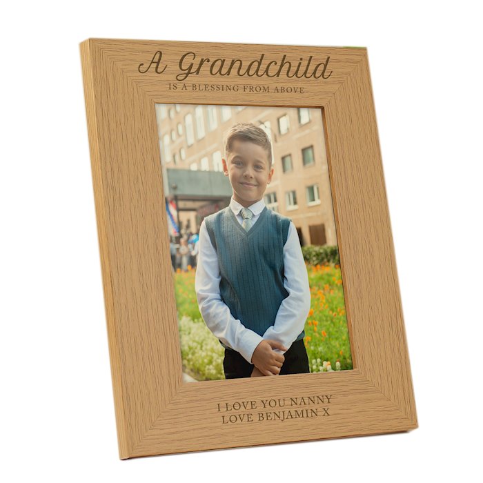 Personalised 'A Grandchild is a Blessing' 5x7 Oak Finish Photo Frame ...
