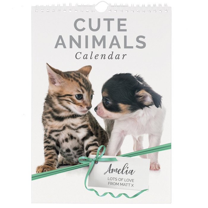 Personalised A4 Cute Animals Calendar | SpecialMoment.co.uk