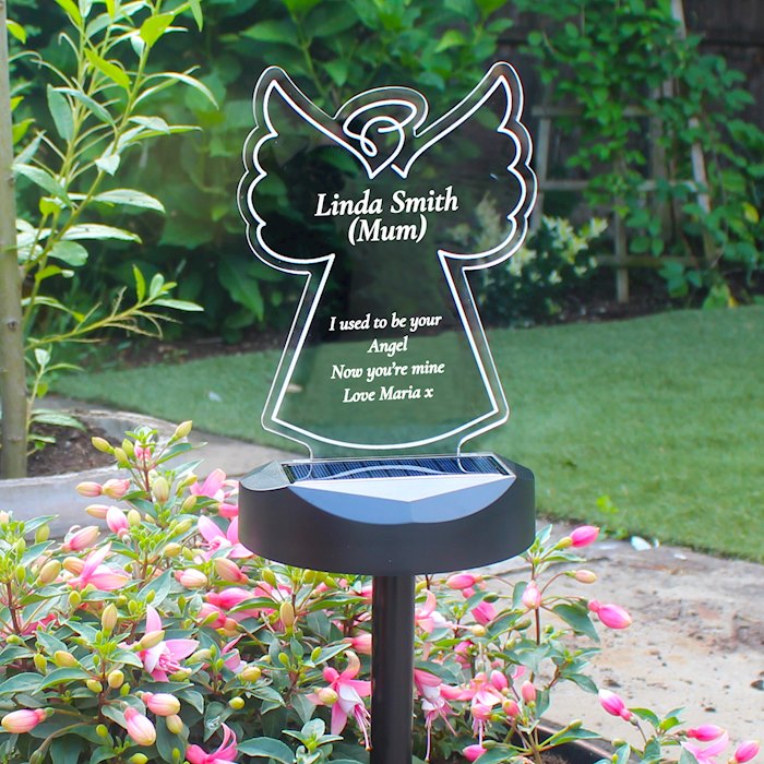 Personalised Angel Memorial Outdoor Solar Light | SpecialMoment.co.uk