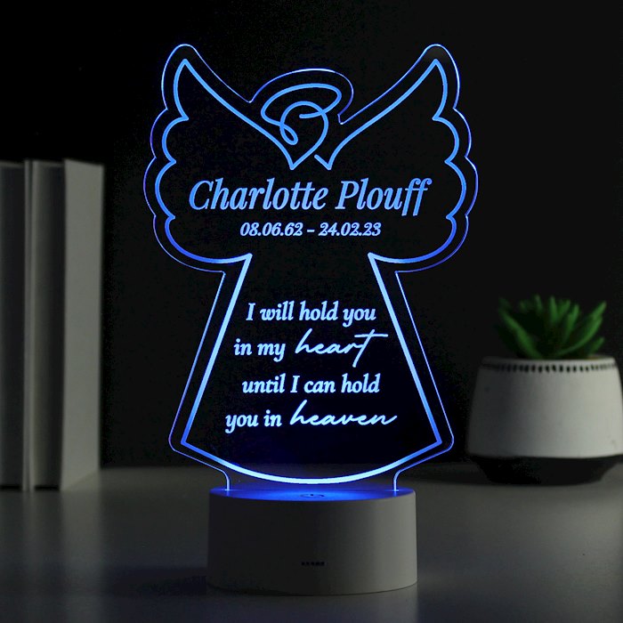 Personalised Angel Memorial Verse Colour Changing LED Light ...