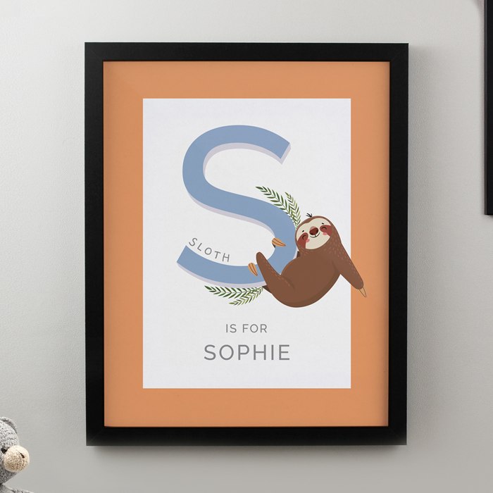 Personalised Animal Alphabet Black Poster Frame | SpecialMoment.co.uk