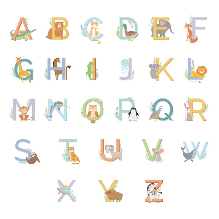 Personalised Animal Alphabet Plastic Cutlery | SpecialMoment.co.uk