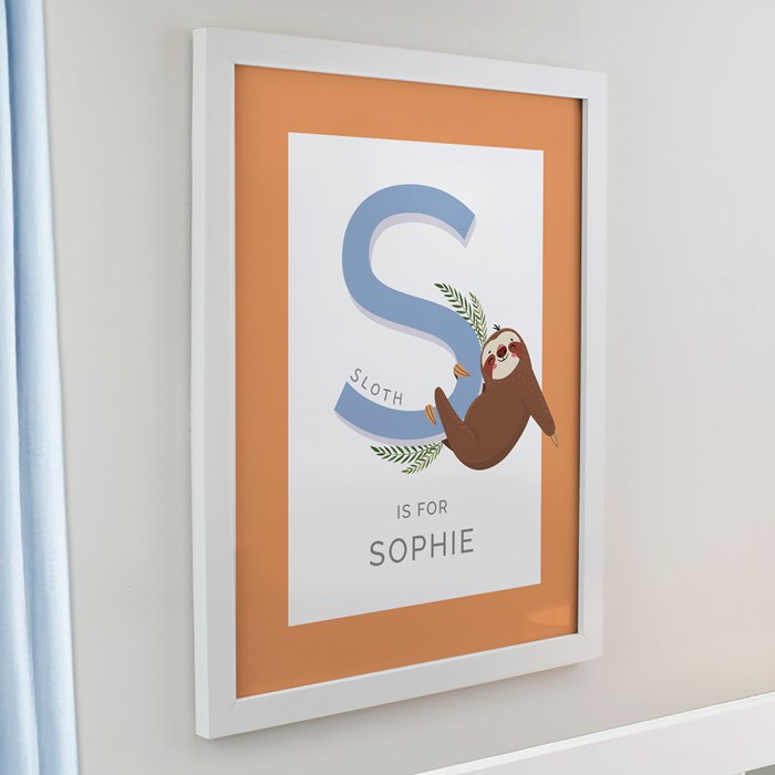 Personalised Animal Alphabet White Poster Frame | SpecialMoment.co.uk