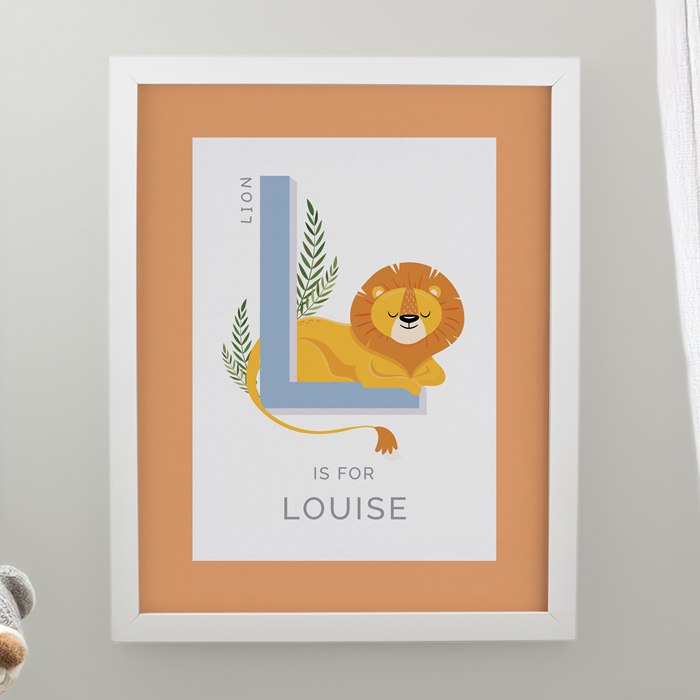 Personalised Animal Alphabet White Poster Frame | SpecialMoment.co.uk