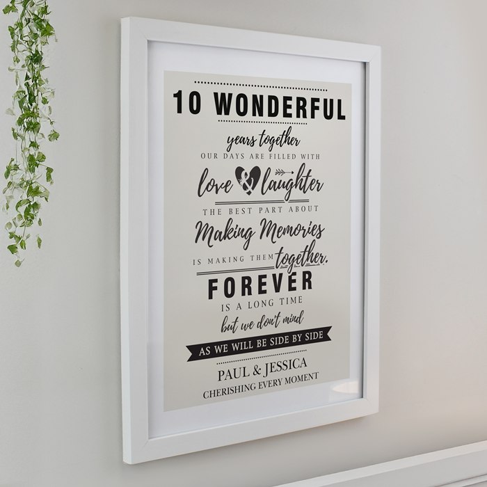 Personalised Anniversary White Poster Frane | SpecialMoment.co.uk