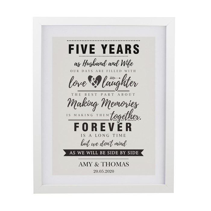 Personalised Anniversary White Poster Frane | SpecialMoment.co.uk