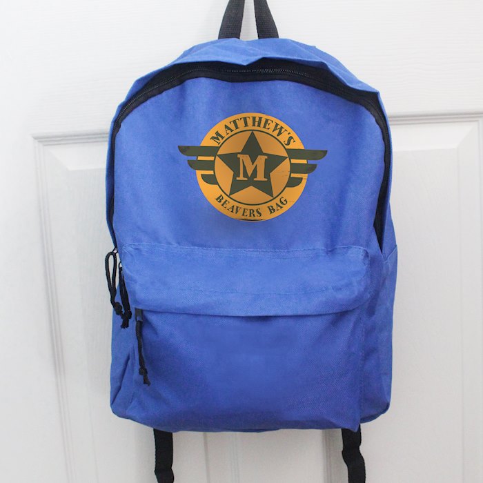 Personalised Badge Blue Backpack | SpecialMoment.co.uk