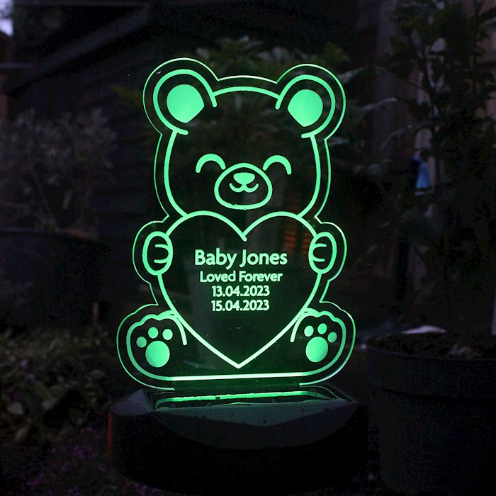 Personalised Bear Memorial Outdoor Solar Light | SpecialMoment.co.uk
