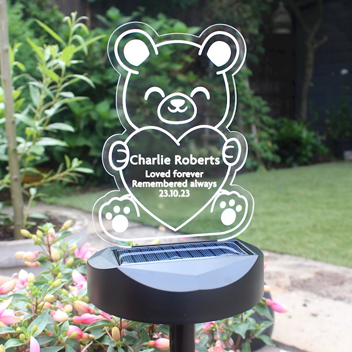 Personalised Bear Memorial Outdoor Solar Light | SpecialMoment.co.uk