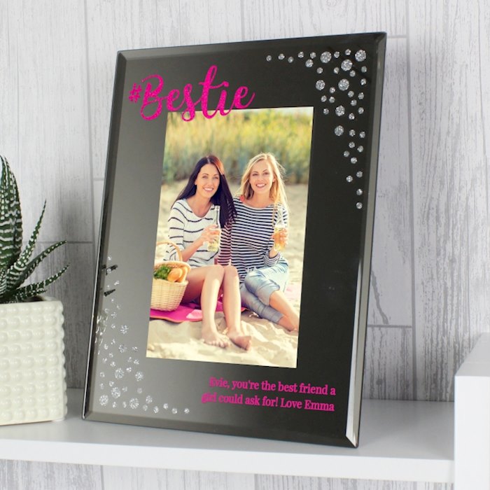 Personalised Bestie 4x6 Diamante Glass Photo Frame | SpecialMoment.co.uk