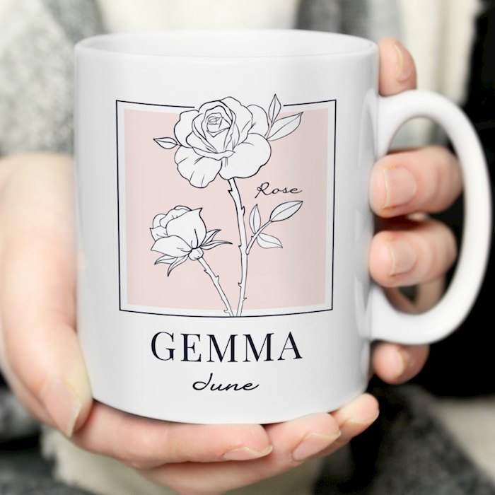 Personalised Birth Flower Mug | SpecialMoment.co.uk