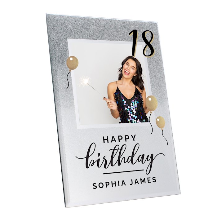 Personalised Birthday 4x4 Glitter Glass Photo Frame | SpecialMoment.co.uk