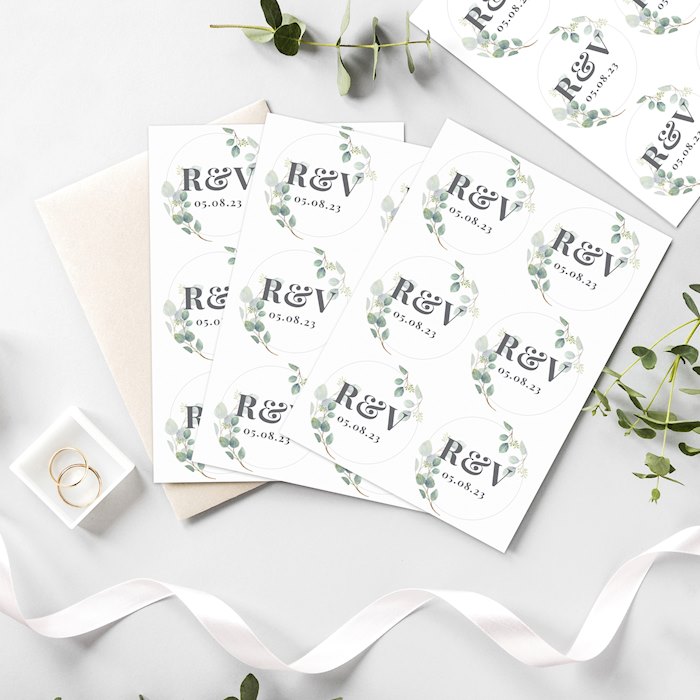 Personalised Botanical Initial Sticker Set | SpecialMoment.co.uk