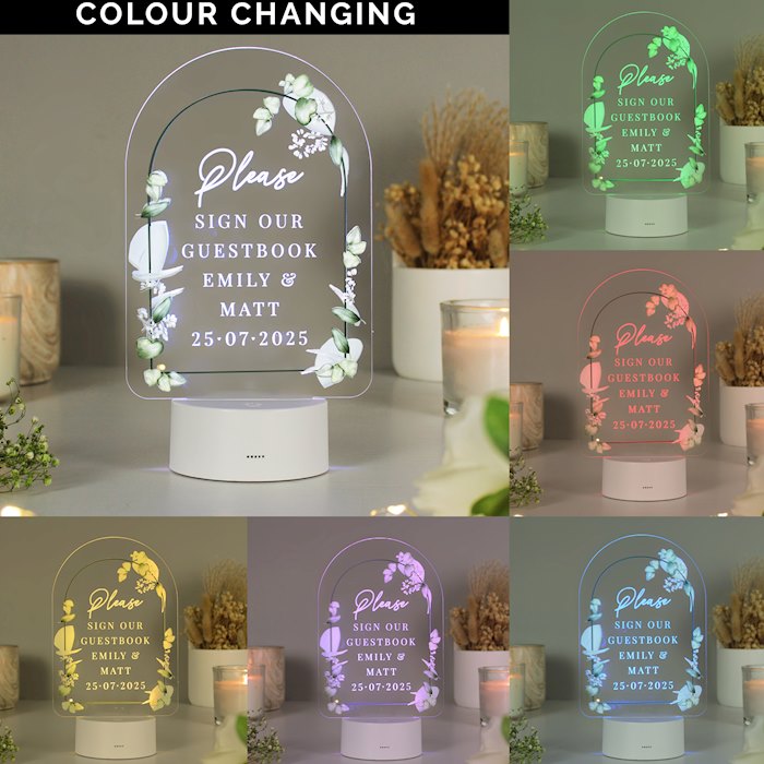 Personalised Botanical LED Colour Changing Wedding Sign | SpecialMoment ...