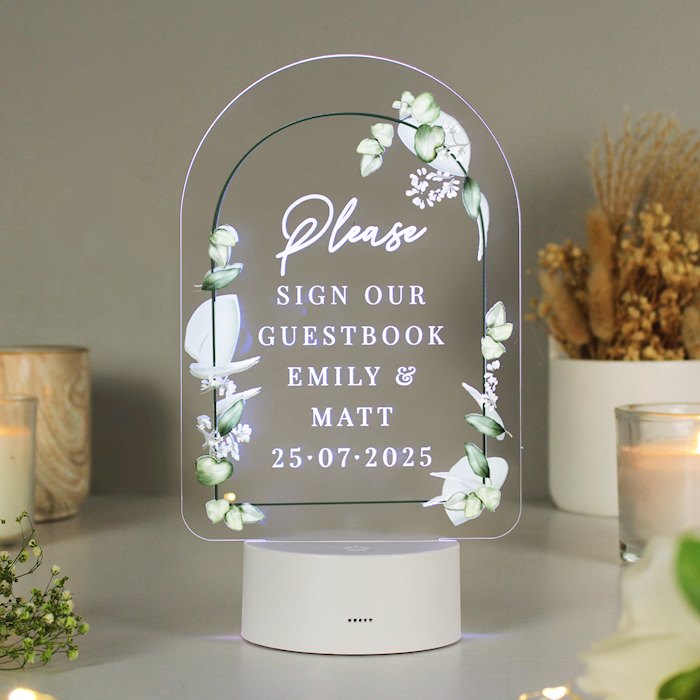 Personalised Botanical LED Colour Changing Wedding Sign | SpecialMoment ...