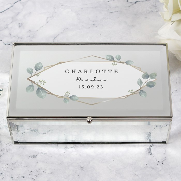 Personalised Jewellery Box - Botanical Design on Mirrored Box ...