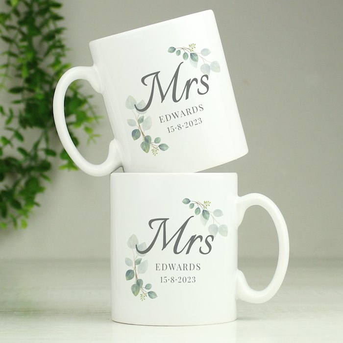 Personalised Botanical Mrs Mug | SpecialMoment.co.uk