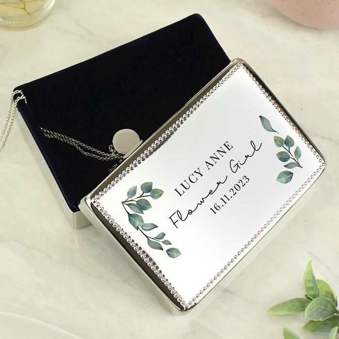 Personalised Botanical Rectangular Small Jewellery/Trinket Box ...