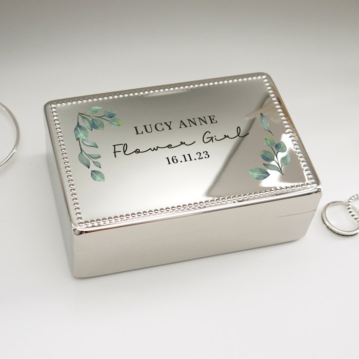 Personalised Botanical Rectangular Small Jewellery/Trinket Box ...