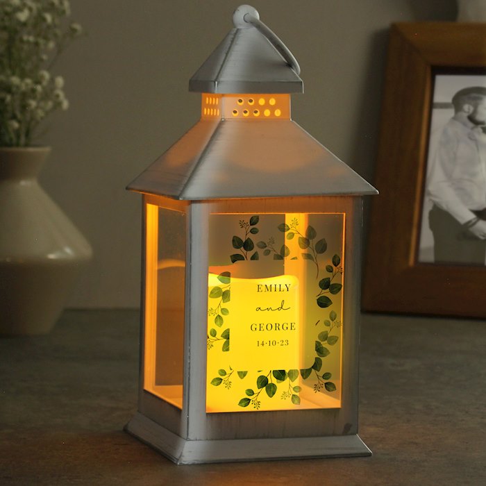Personalised Botanical White Lantern | SpecialMoment.co.uk