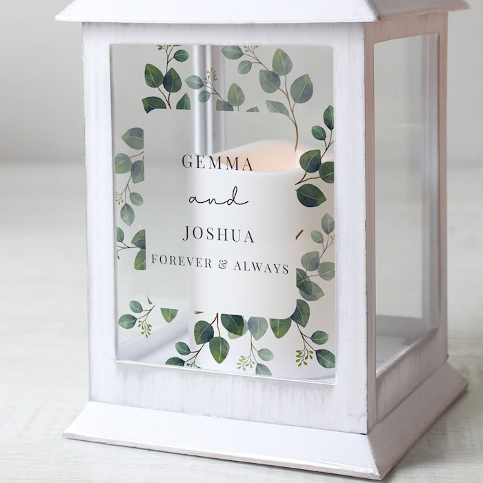 Personalised Botanical White Lantern | SpecialMoment.co.uk