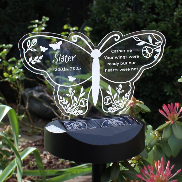 Personalised Butterfly Memorial Solar Light | SpecialMoment.co.uk