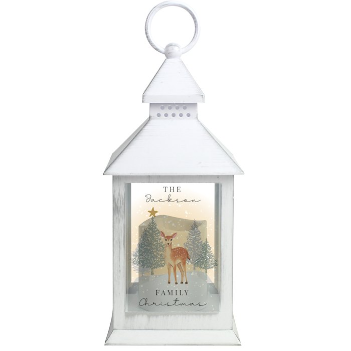 Personalised Christmas Deer White LED Lantern | SpecialMoment.co.uk